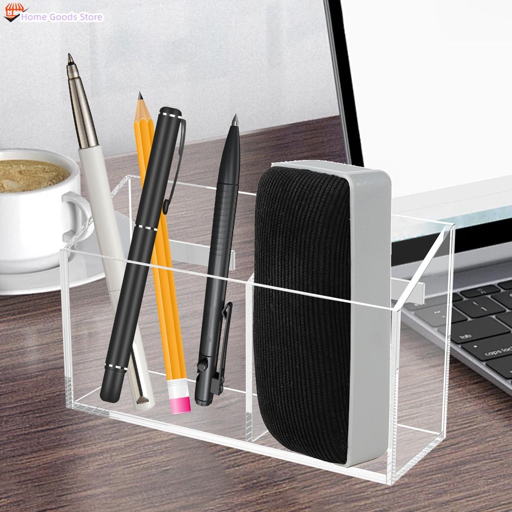 Magnetic Pen Holder Acrylic Magnetic Dry Erase Marker Holder with 2 ...