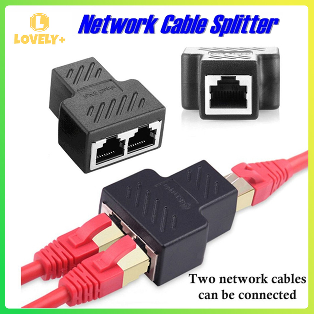 RJ45 Female 1 to 2 Female Socket Adapt Extender Plug RJ45 Splitter ...