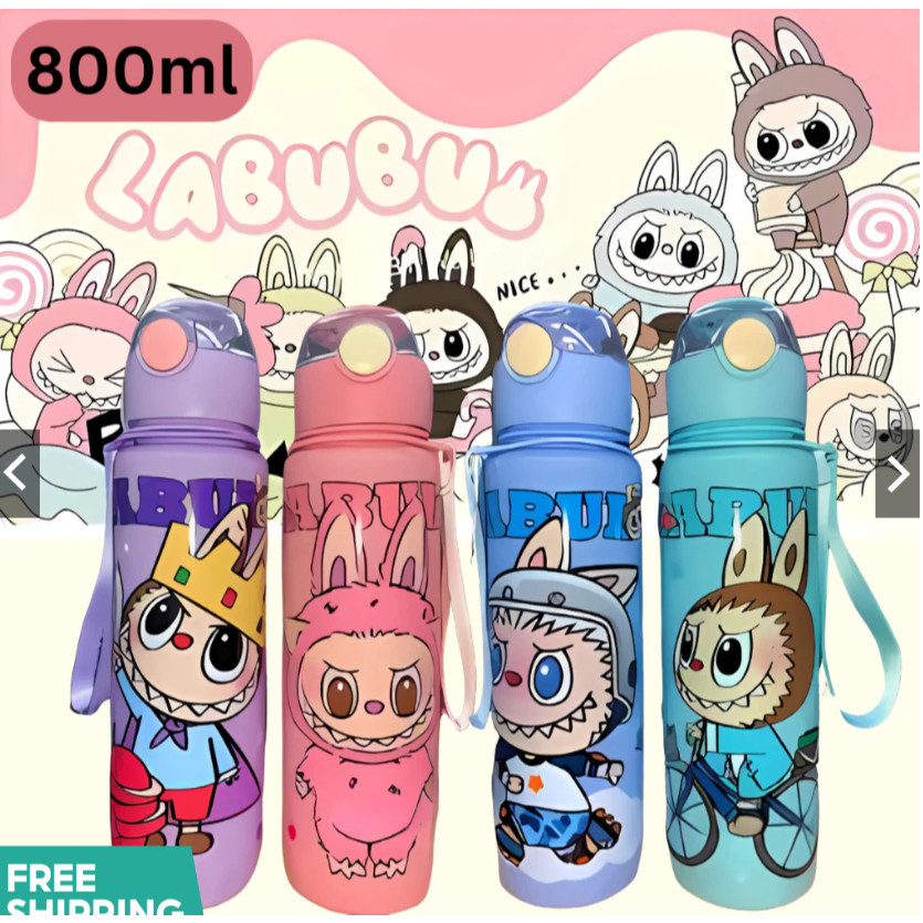 Labubu Portable 800ml Water Bottle Cartoon Design Creative Fancy With ...