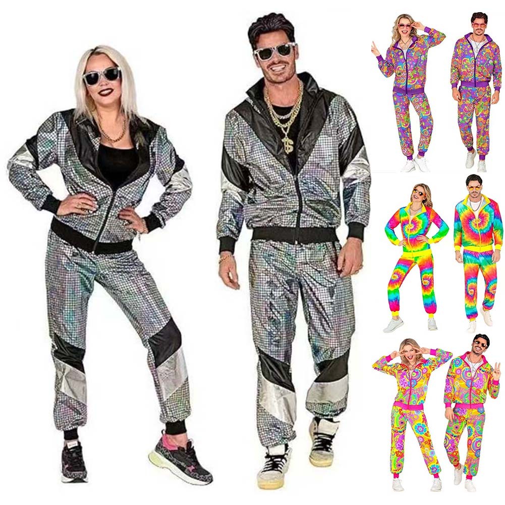 80s disco tracksuit jacket and pants jogging suit retro-style carnival ...