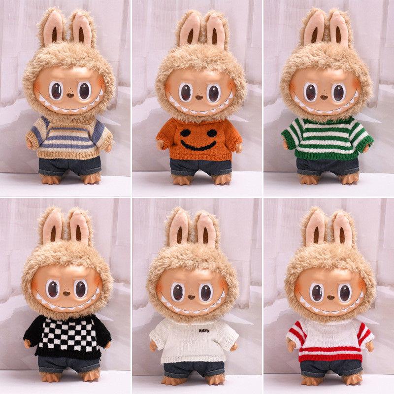 Clothes Only] 38cm Vinyl Labubu for Clothes Sweater Jeans Labubu Casual ...