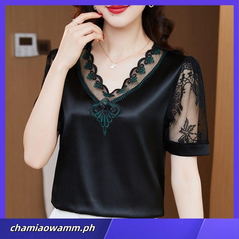 modern filipiniana blouse for woman top Light Luxury Women Tops Silk ...
