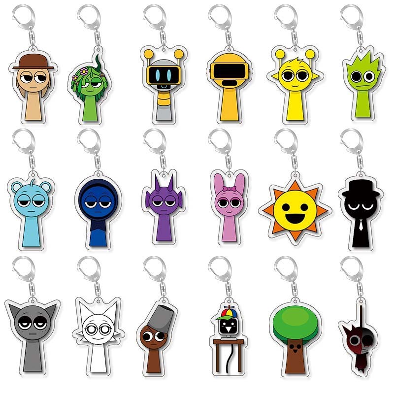 Sprunki Acrylic Q-Edition Keychain Pendant Cute Acrylic Cartoon ...