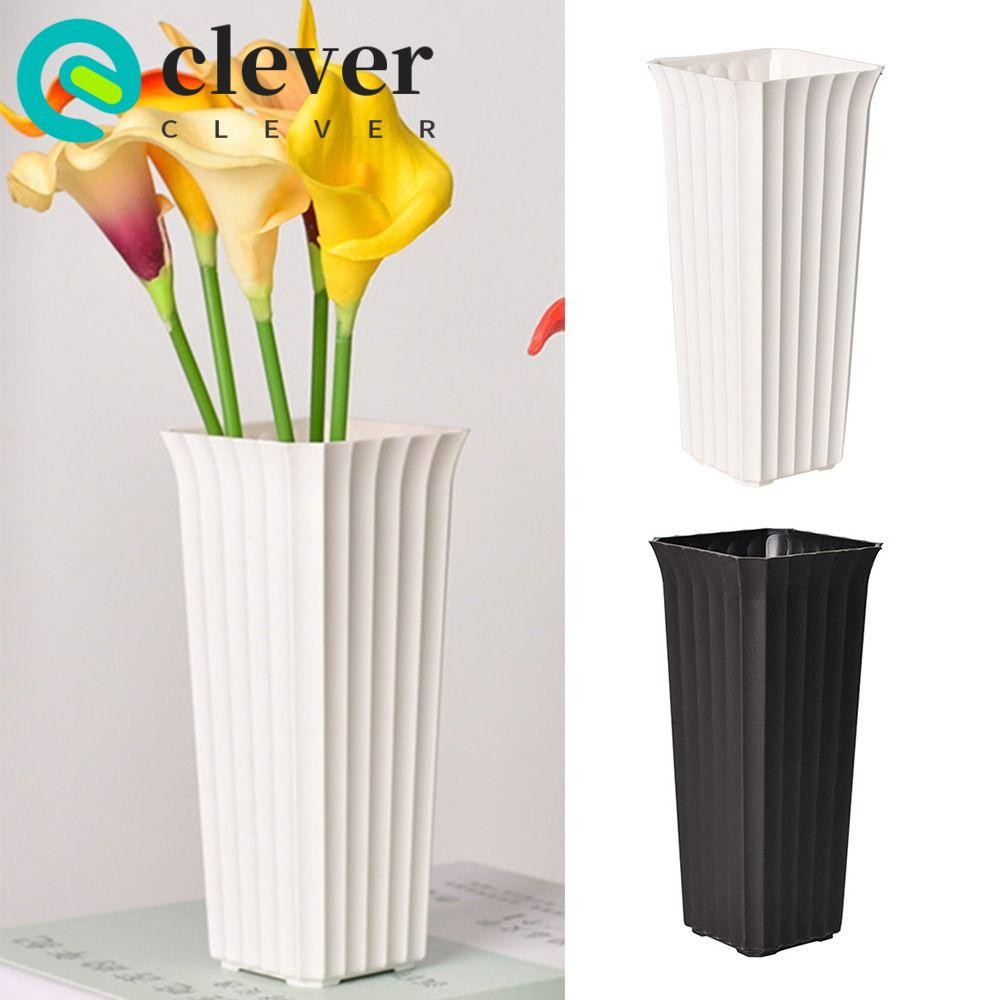 CLEVER Flower Vase, Black White Plastic Nordic Decorative Vase, Home ...