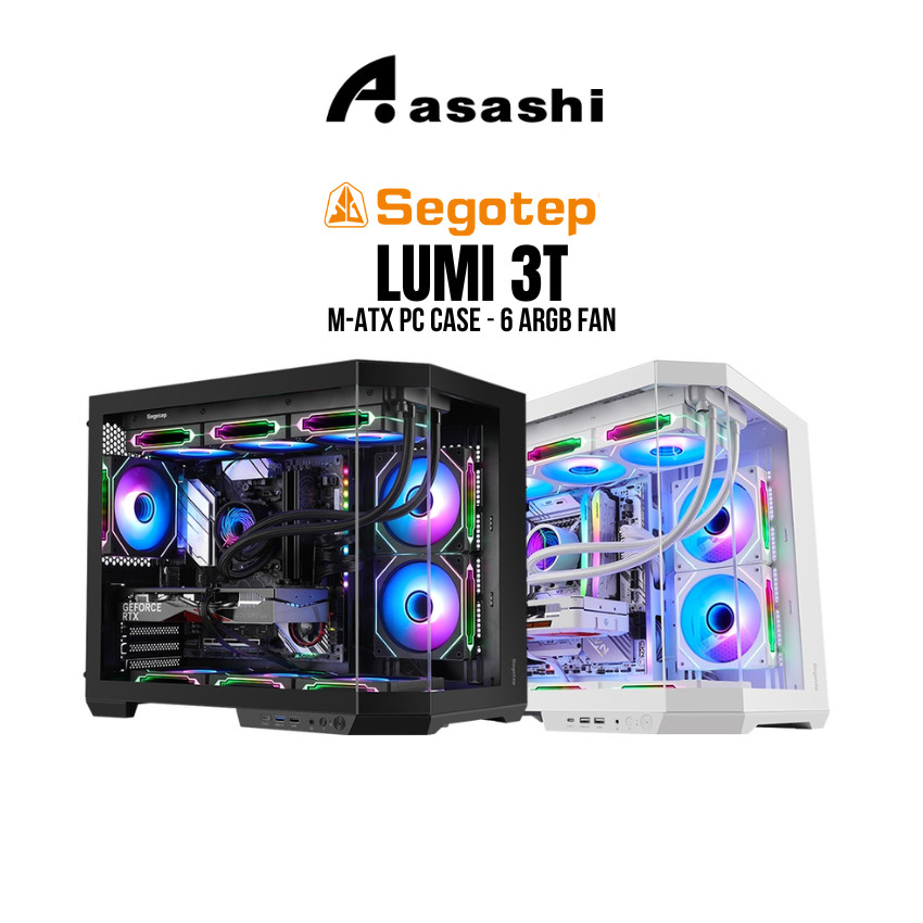 SEGOTEP LUMI 3T M-ATX GAMING DESKTOP PC CASE / CASING WITH 6 ARGB FAN ...