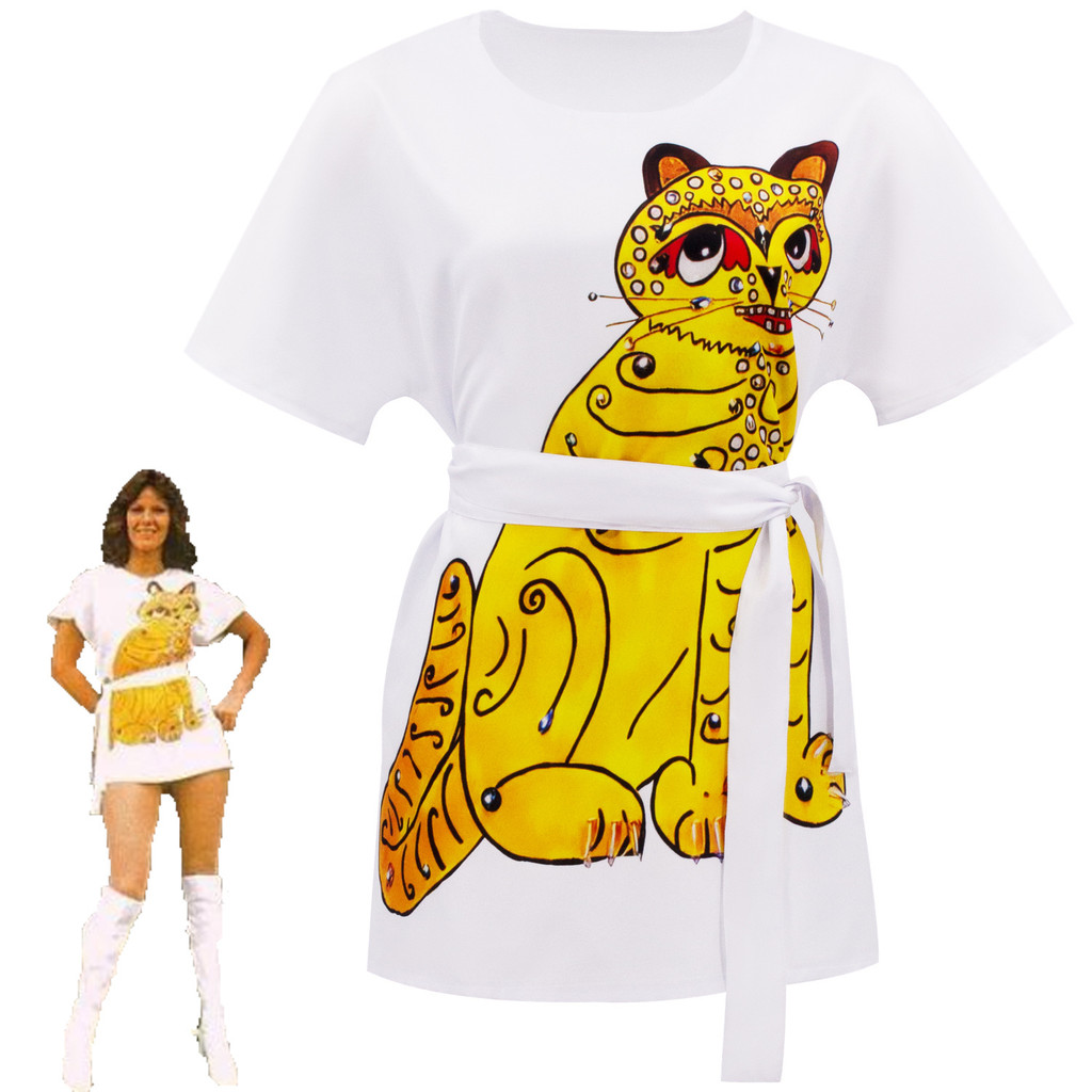 ABBA Agnetha Faltskog Cosplay Anni Frid Cosplay ABBA Cat Print Dress ...