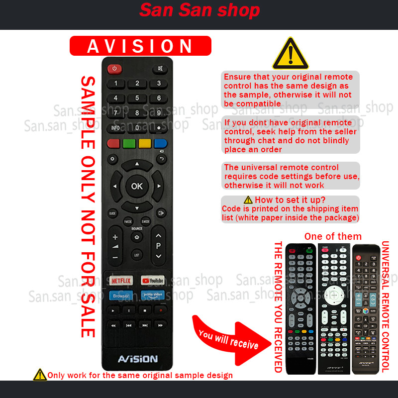 100% gagana Universal remote control for avision smart tv remote na ...