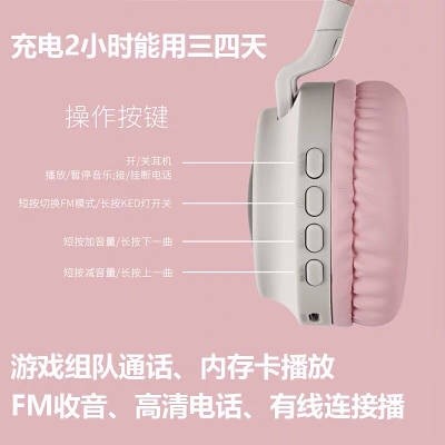 COD☆Bluetooth headset cat ear headset laptop desktop computer mobile ...