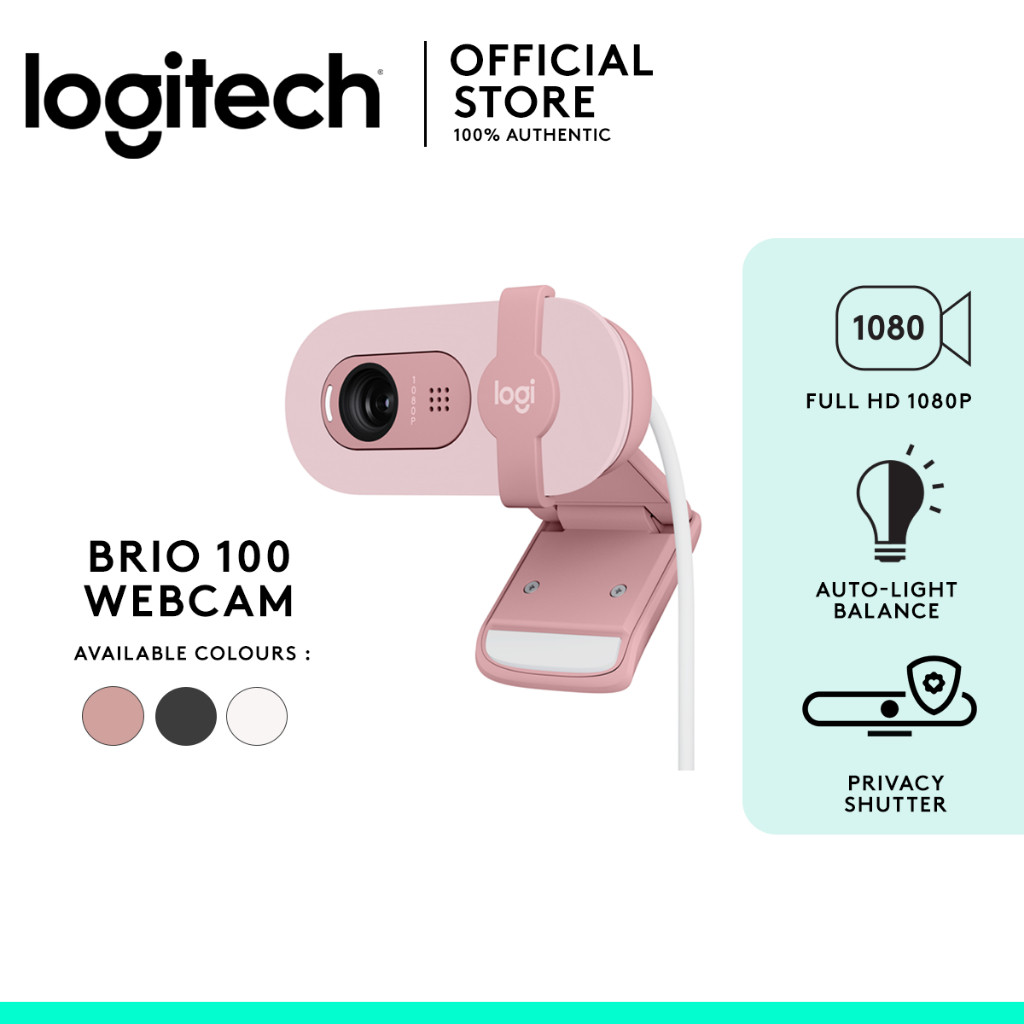 Logitech Brio 100 Full HD 1080p Built-in Mic with Auto-light Balance ...