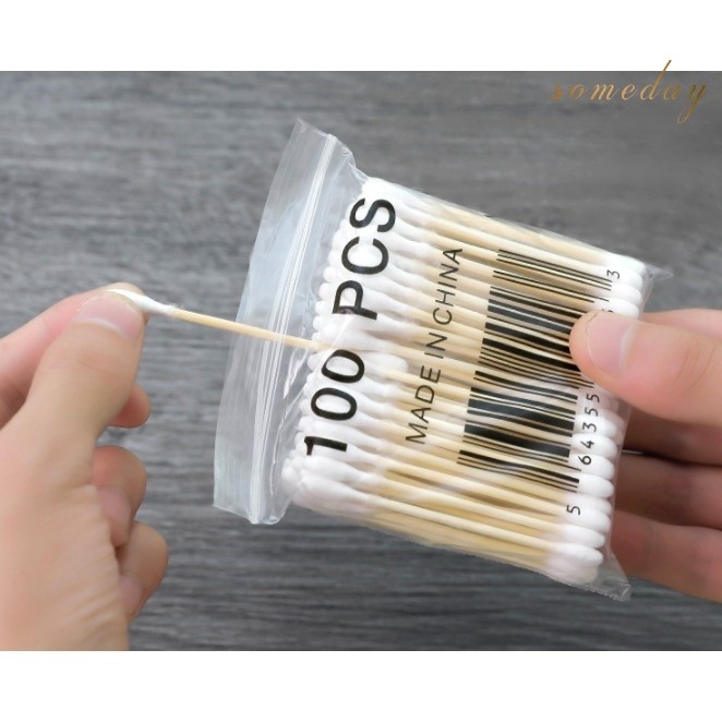 Goheaven 100Pcs/Pack Cotton Swabs Bamboo Stick White with Plastic ...