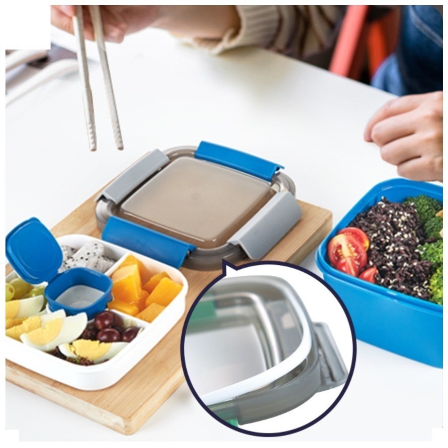 2 Tier Stacking Lunch Box with Sauce Holder / Lunch Box | Shopee ...