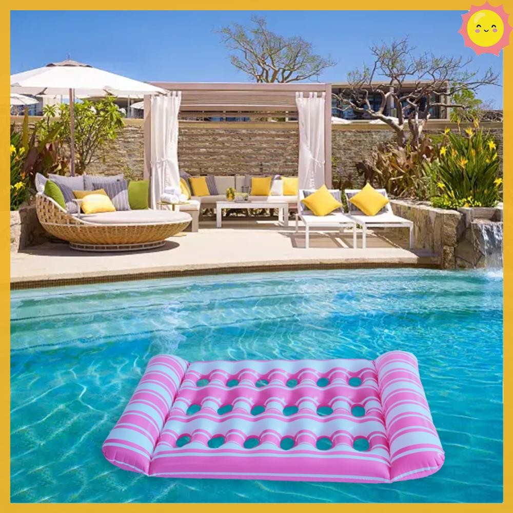 A# Inflatable Floating Bed PVC Floating Lounger Air Mattress Outdoor ...