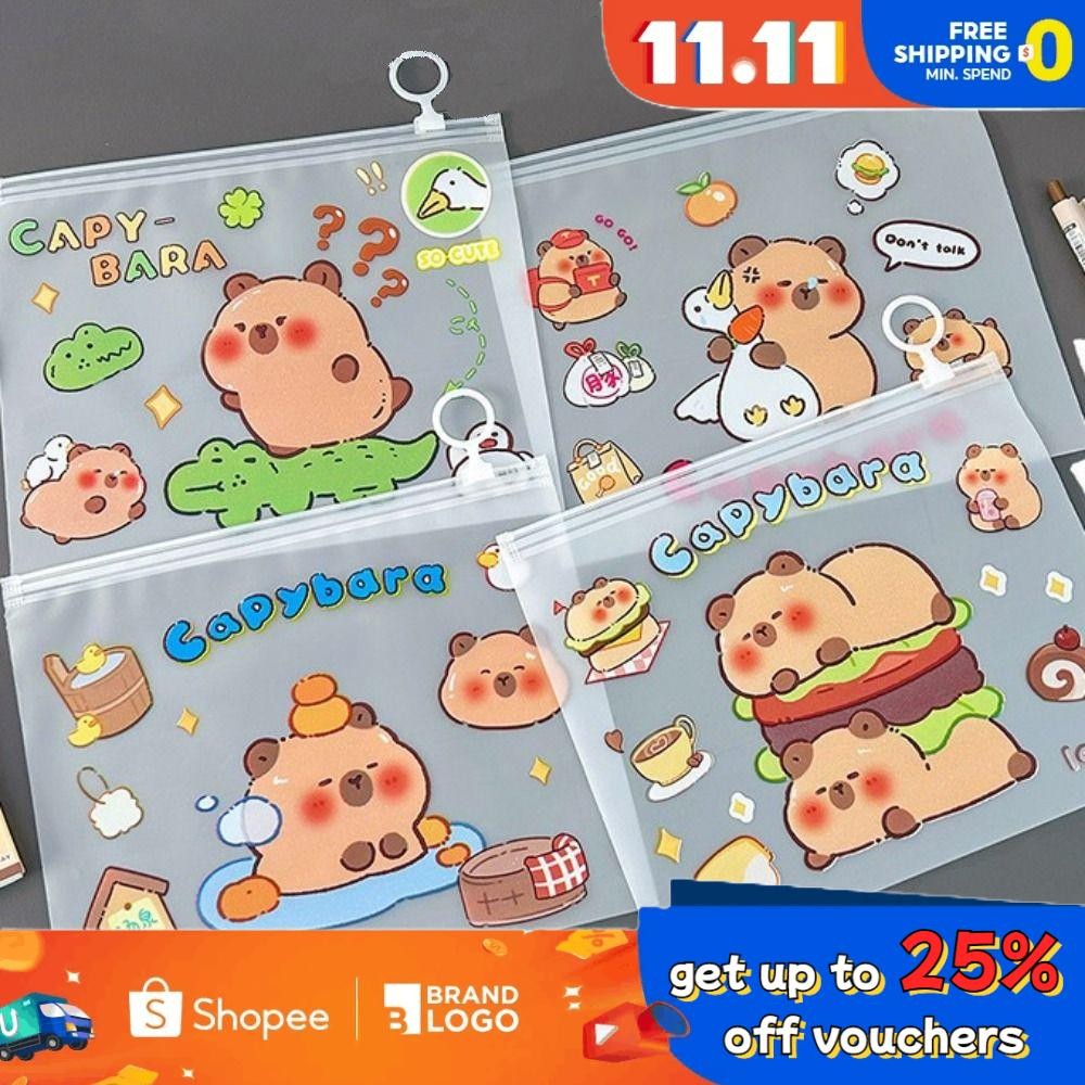 ATHALF Capybara File Bag, Cute Cartoon Light Test Paper Storage Pouch ...