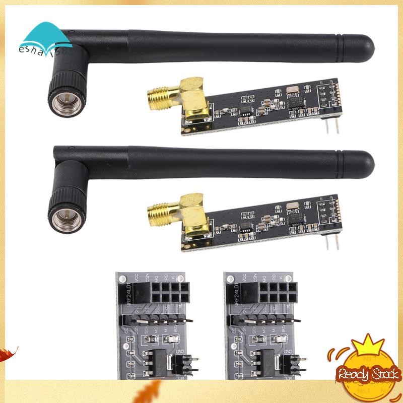 【Eshai585】2Pcs NRF24L01+PA+LNA RF Transceiver Module with SMA Antenna 2 ...
