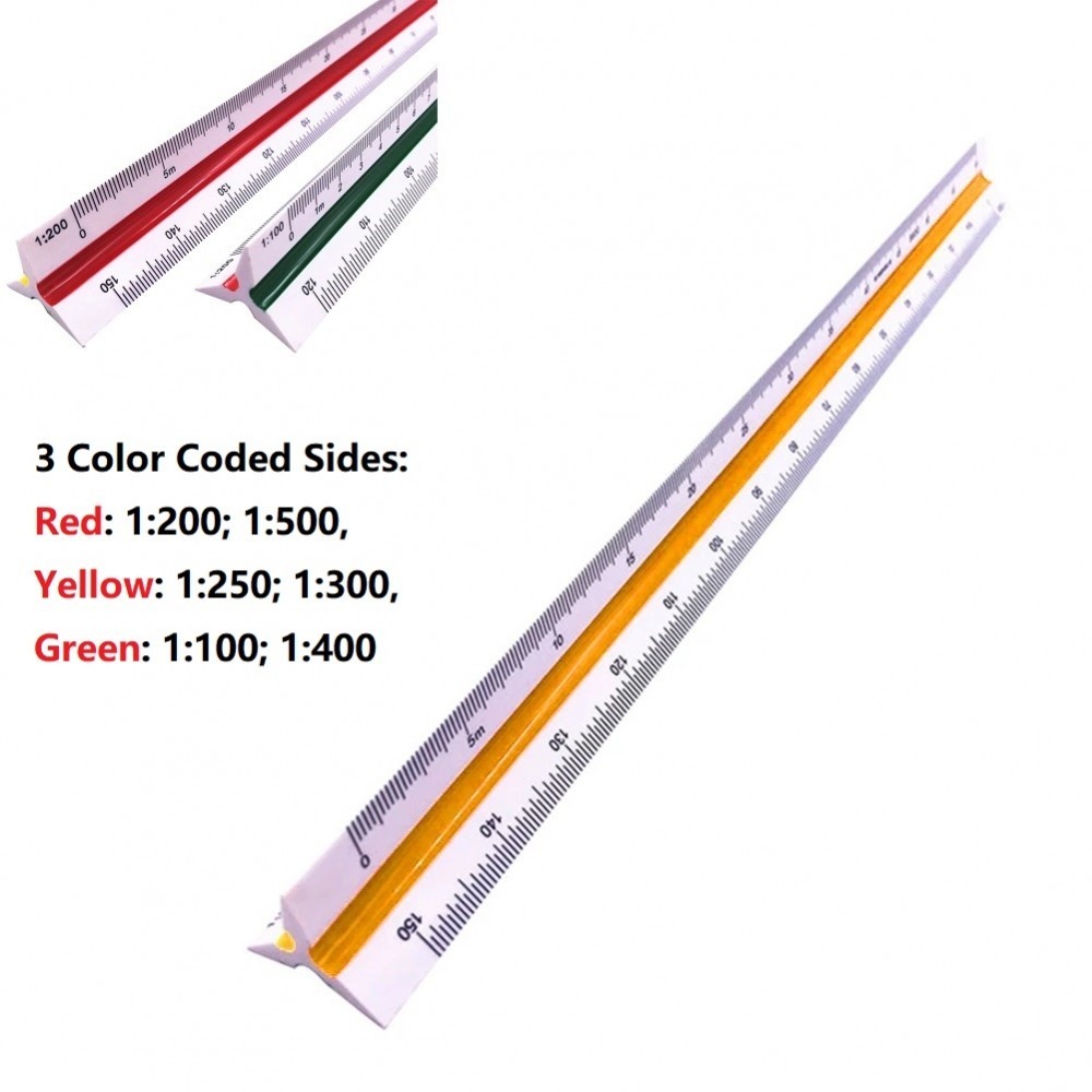 Triangular Metric Scale Ruler 30cm Color Coded Sides Architectural ...