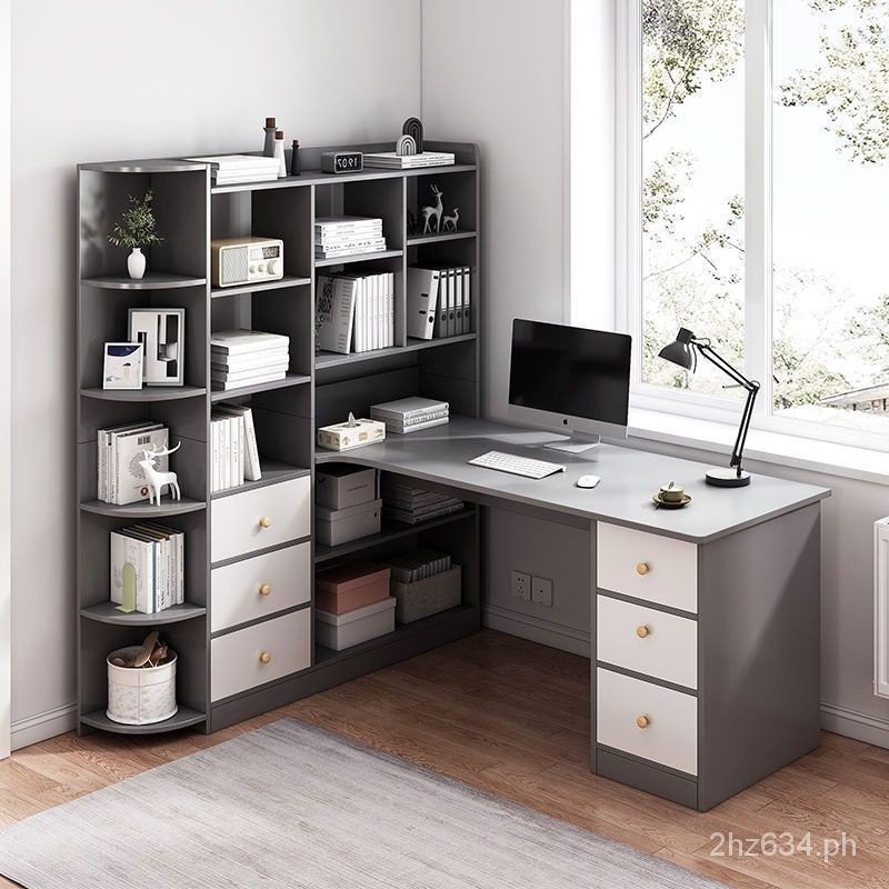 Computer Desk Study Table Corner Desk Bookshelf Integrated Desk Home ...