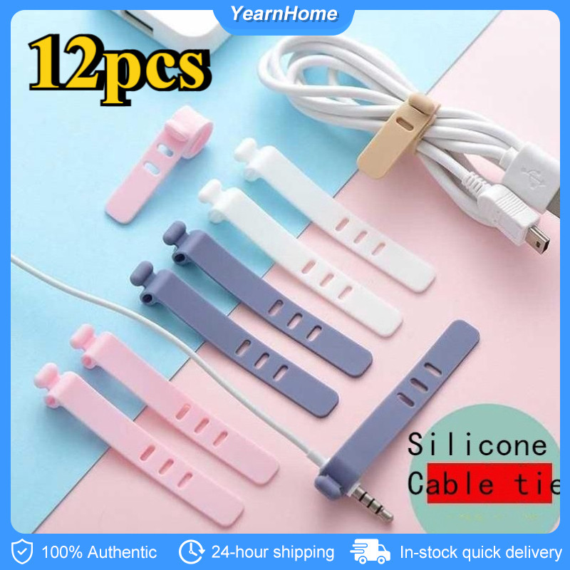 6/12pcs Silicone Cable Organizer Loop Cable Wire Wrap Tie Tidy Wired ...