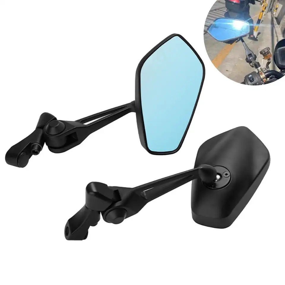 Motorcycle Side Mirror Adjustable Blue Lens Universal ebike Motor anti ...