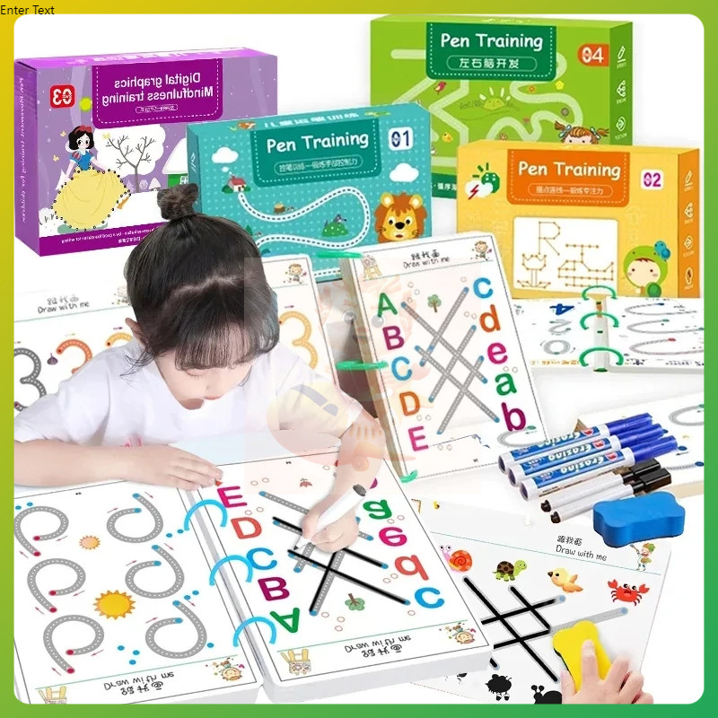 136 Page Tracing Book For Kids Training Coloring Book Erasable Writing ...