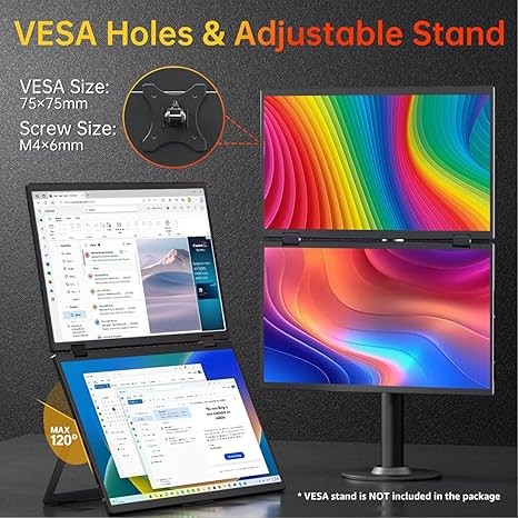 M4 Stackable Portable Monitor 15.6-inch Dual Screen 1080P 120% sRGB ...