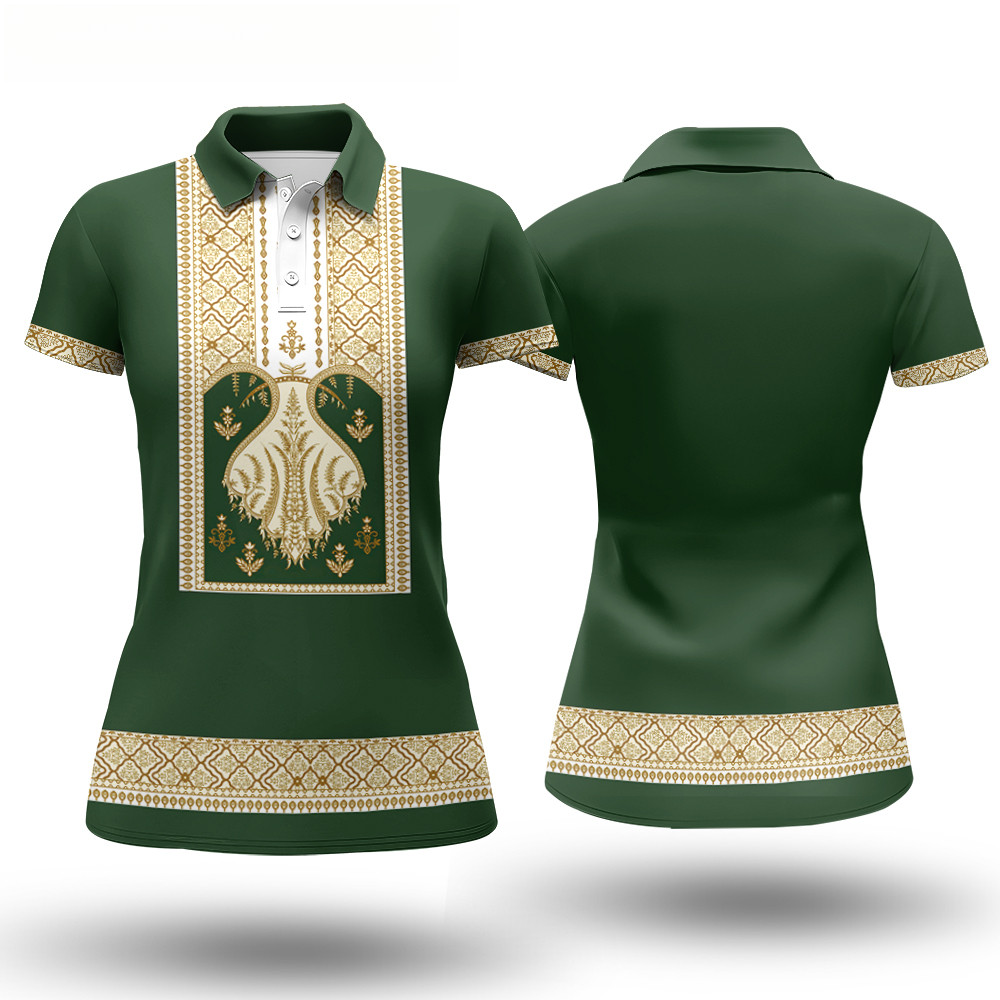 Asean women's retro Polo shirt short sleeve Filipino ethnic Barong Polo ...