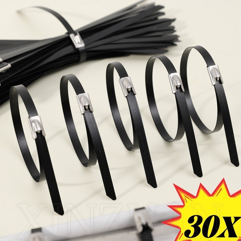 30Pcs Stainless Steel Cable Ties - Multi Size, Black, Multi-purpose ...