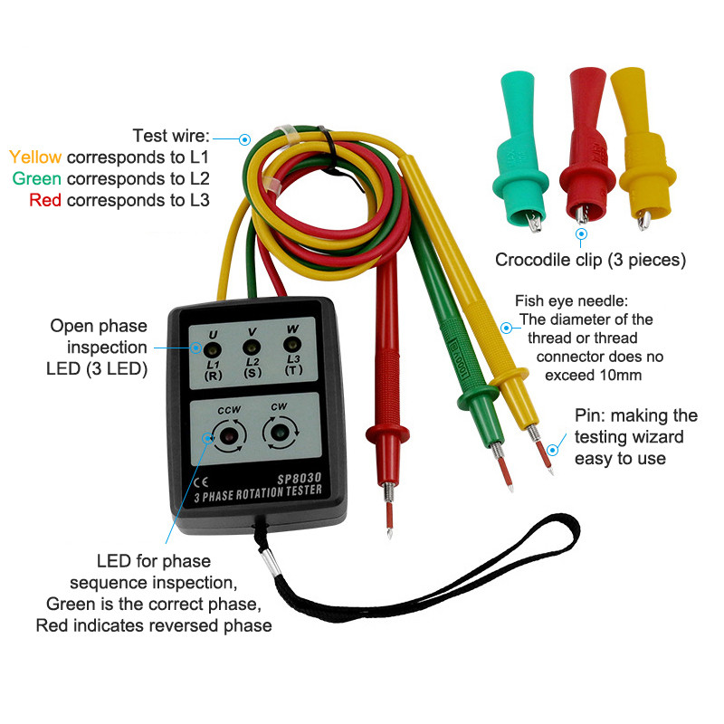 CBS 3 Phase Alternating Current Phase Meter Phase Detector Rotation ...