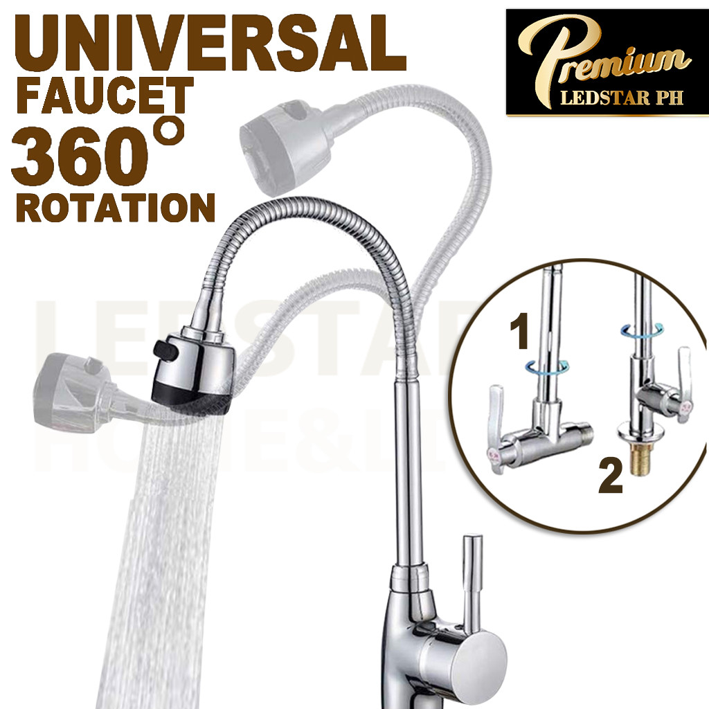 Stainless Steel 360° Flexible Faucet with Sprayer Single Cold Kitchen ...