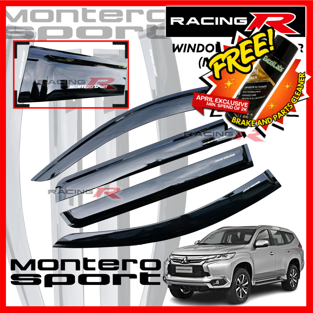 Montero Sport 2016 to 2025 OEM / INJECTION TYPE Window Door Visor Black ...