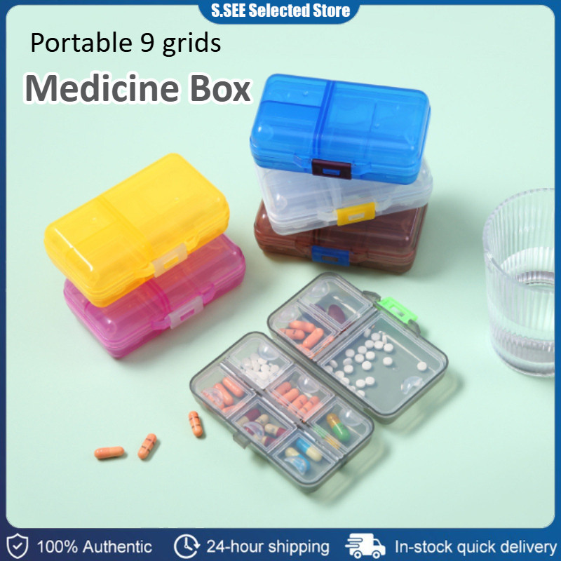 9 Grids Medecine Box Portable Medicine Organizer Kit Pill Box Medicine ...