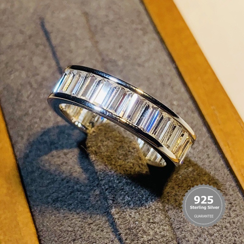 S925 Silver Simple and Refreshing Design Row Ring Full Circle Long Ring ...