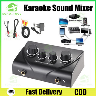 Audio Mixer Amplifier Portable Dual Mic Inputs For Amplifier & Microphone Karaoke Echo Mixer ...
