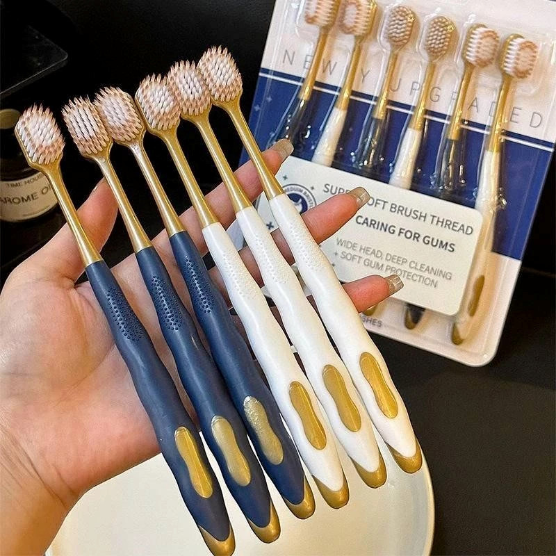 6pc Ultra-fine soft bristle toothbrush family pack deep cleaning anti ...