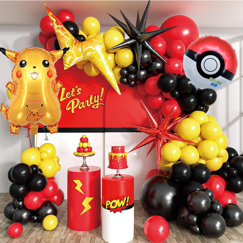 1set Pikachu Pokemon Theme Foil Balloons Garland Arch Kit Happy ...