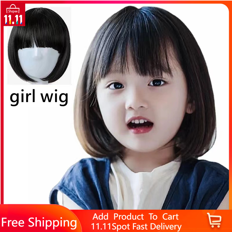 Baby wigs Cute Short Hair Children's Wigs Realistic Air Bangs Baby ...