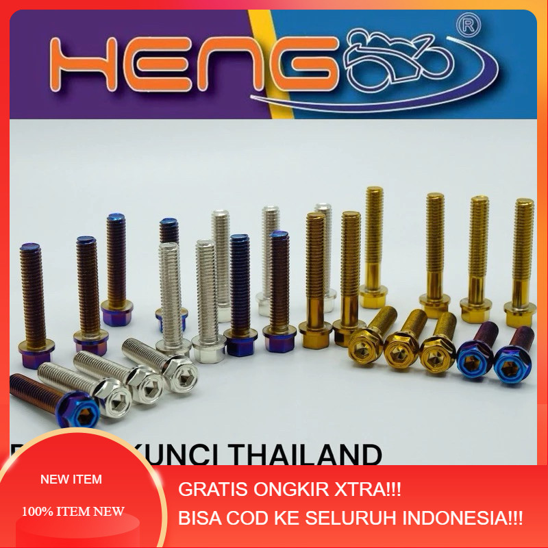 Probolt BOLT 2 KEYS SIZE M6 DRAT 10 HENG THAILAND GOLD BLUE BURN CHROME ...