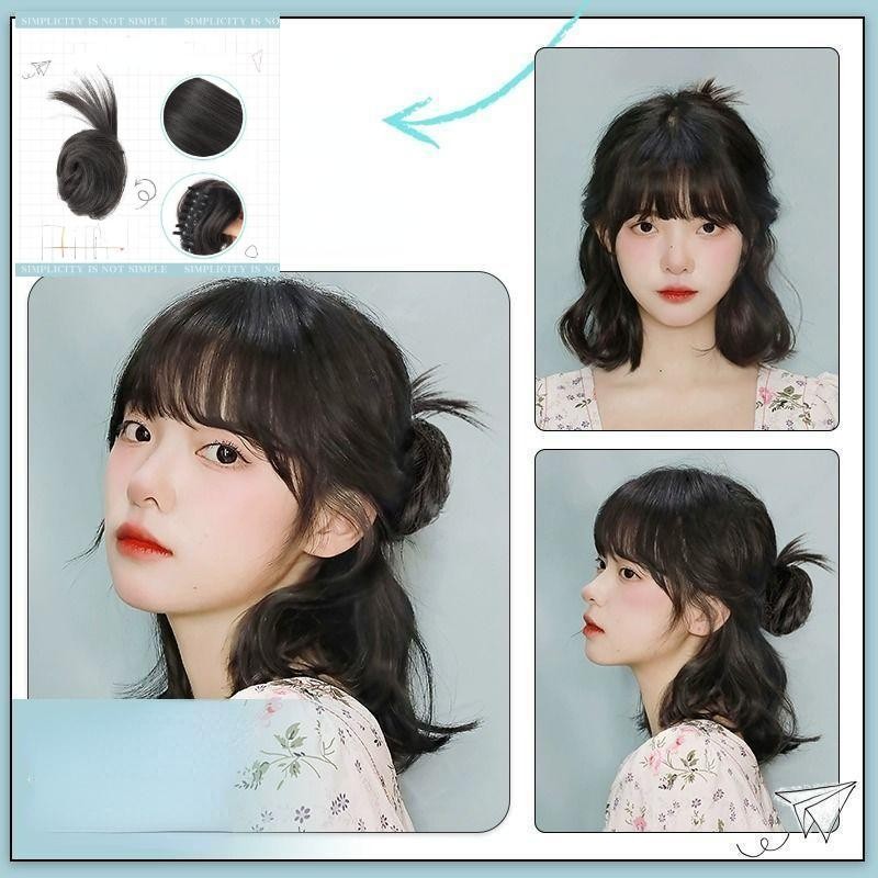 Fashion Craw Clip-in Wig Circle Group Fluffy Natural Pan Hair Wig Bag ...