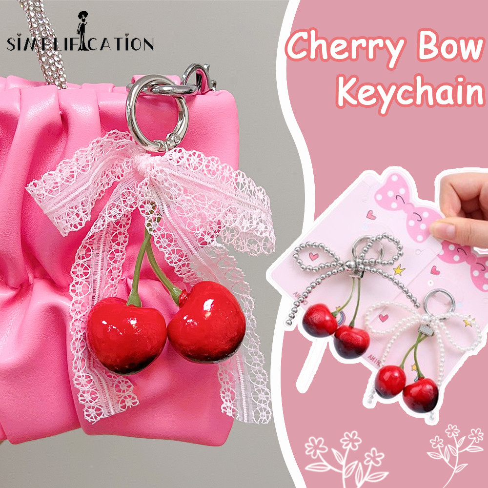 Elegant Pearl Bow Lace Ribbon Pendant Alloy Keyring - Handbag Key DIY ...