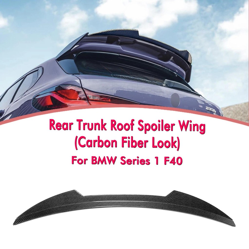For BMW 1 Series F40 Rear Trunk Roof Spoiler Wing Lip Carbon Fiber Look ...