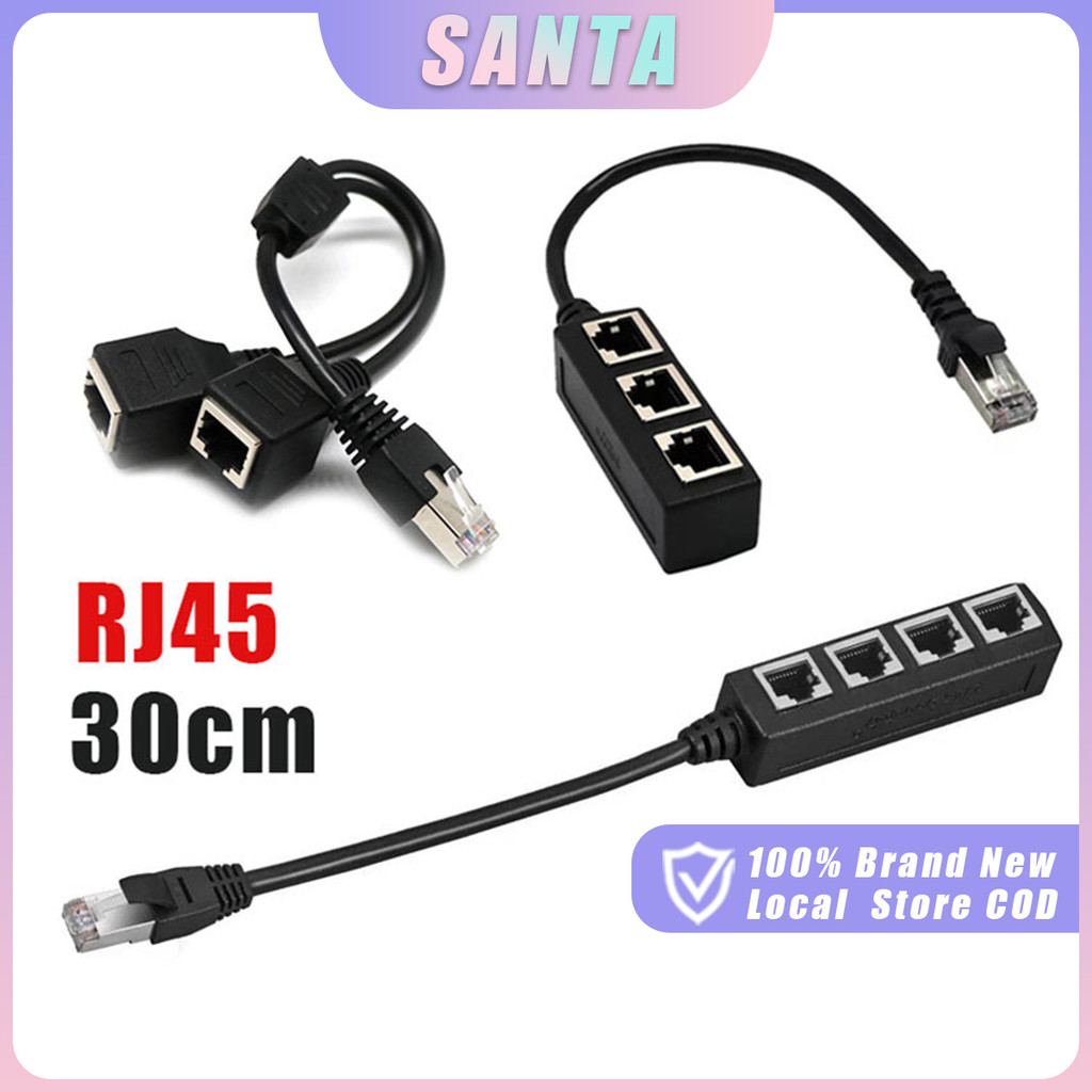 RJ45 Ethernet Splitter Lan Cable Adapter 1 Male To 2/3/4 Female Port ...