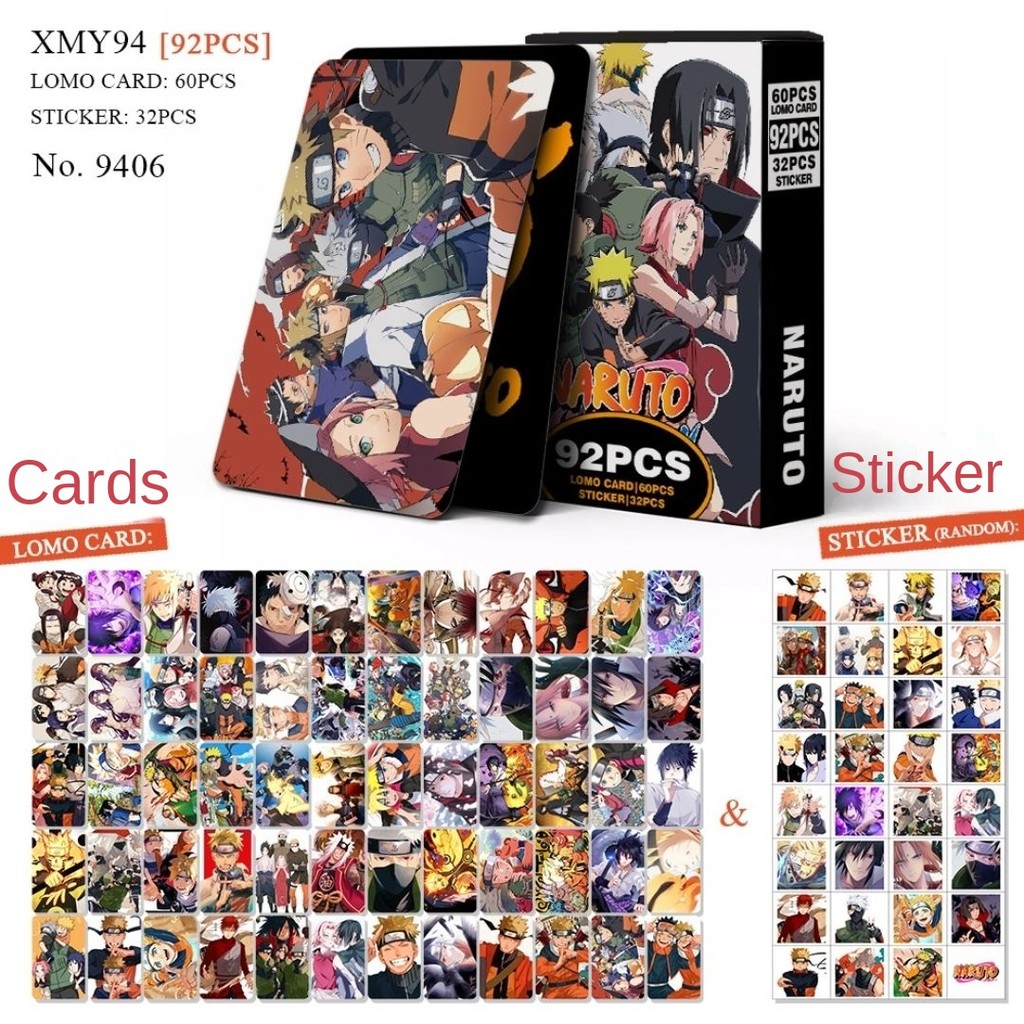 92 Naruto Cartoon Anime Merchandise Photocard Stickers Uchiha Sasuke ...