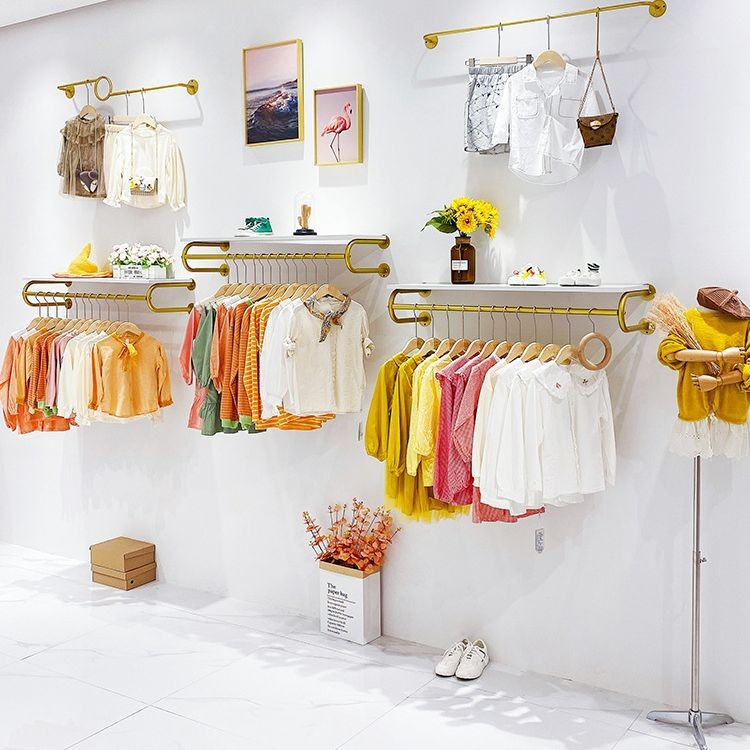 Children's Clothing Store Shelf Golden Simple Whole Set Store Wall ...