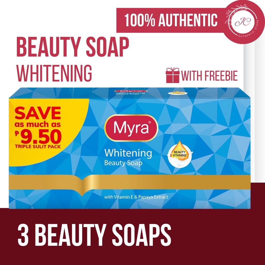 MYRA Whitening Beauty Soap 90g x 3s with FREEBIE｜3 pieces｜with Papaya ...
