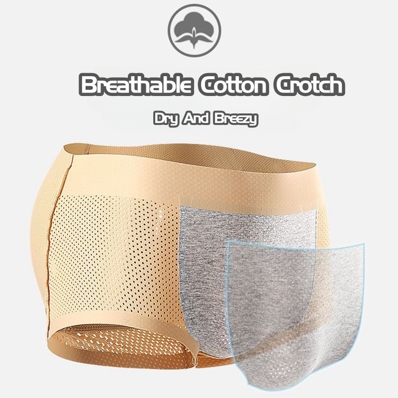 FINETOO Men Boxer Underwear Pad Padded Boxer Shorts Butt Lifter Padding ...