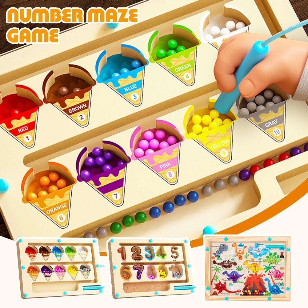 Children's Magnetic Pen Cognitive Early Education Maze Digital Color Classification Counting ...