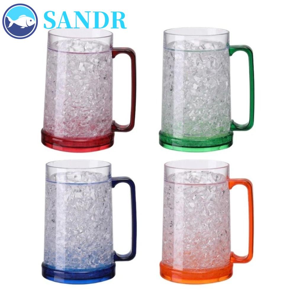 SANDR Freezer Ice Beer Mug, Clear Double Wall Cooling Wine Cup ...