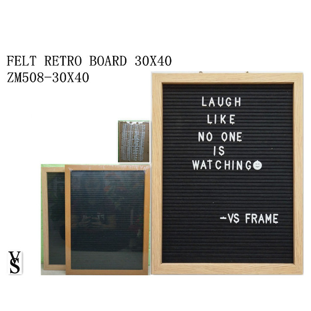 [VS]30X40cm DIY Felt Letter Board Wooden Frame Changeable Symbols ...