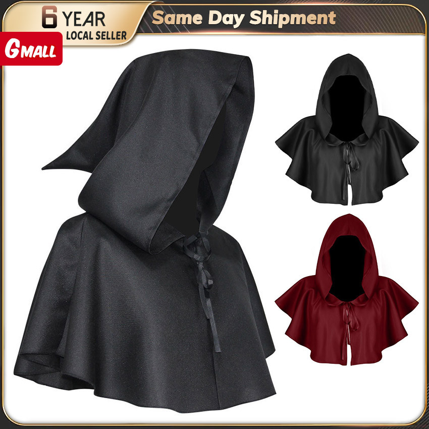 Halloween Adult Solid Costume Death Cloak Medieval Hooded Costume Cloak ...