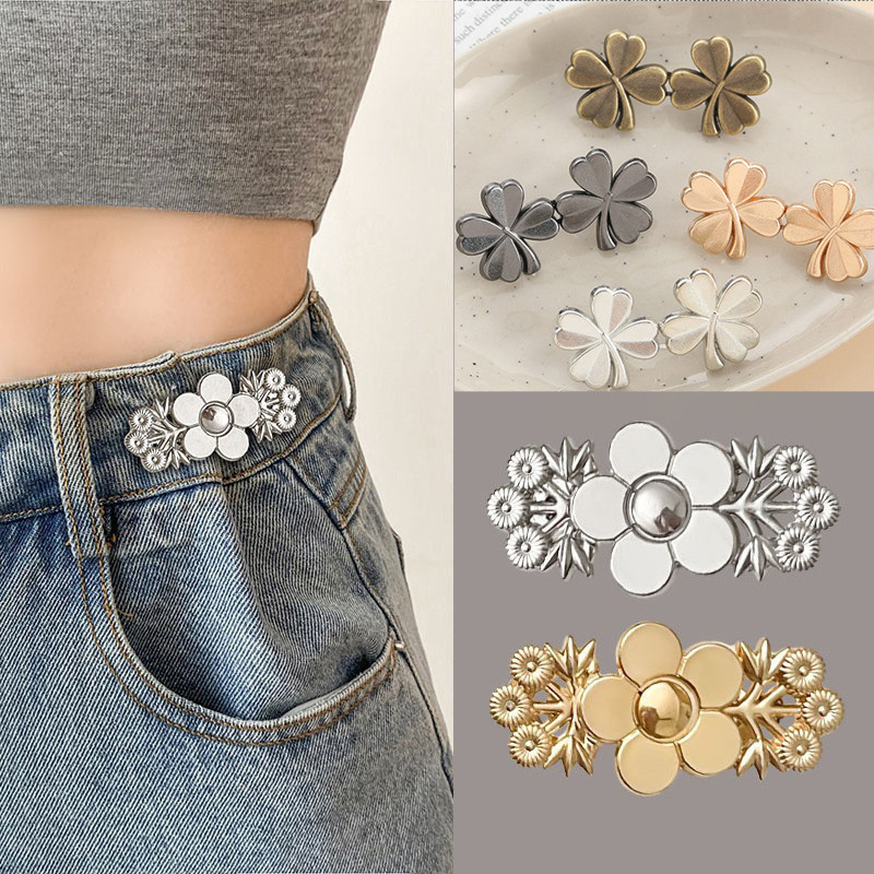 Detachable Belt Buckle Adjustable Elastic Belt Butterfly Four Leaf ...