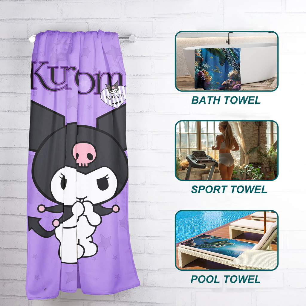 YISUMEI - Bath Towel - Kuromi sanrio - 70 cm x 140 cm Thick style Towel ...